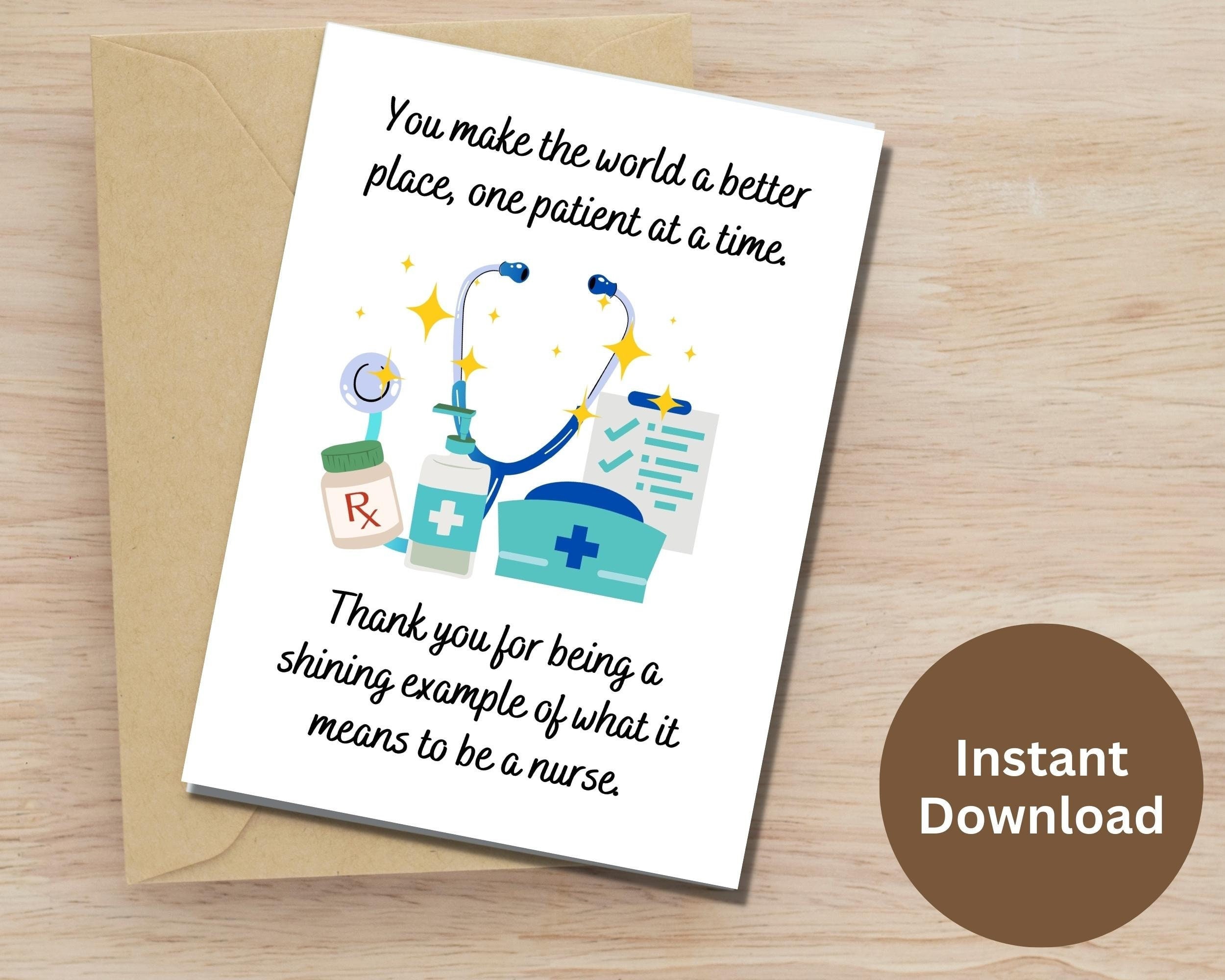 Nurse Thank You Printable Card Nurse Day Gift Nurse Appreciation Card ...