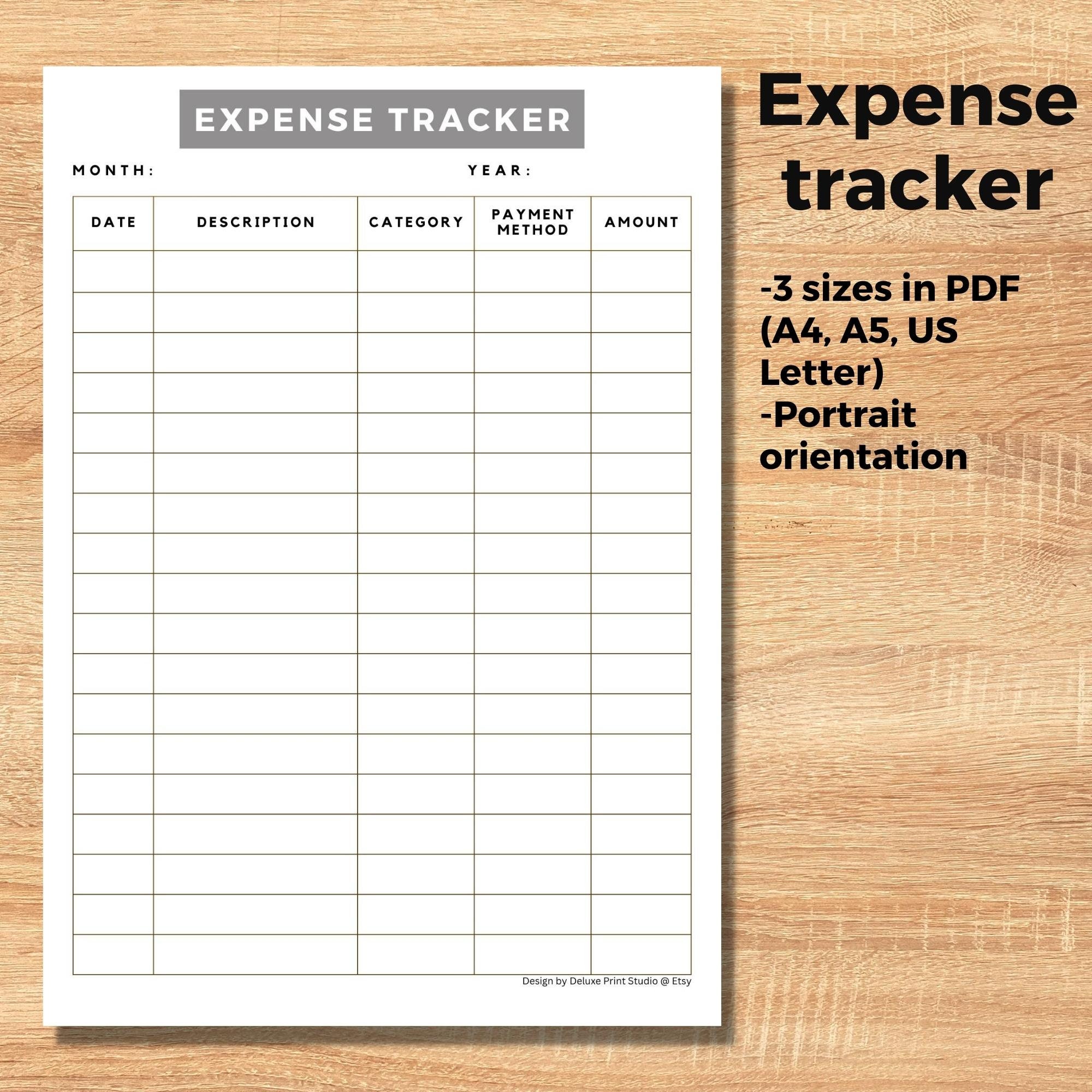 Minimalist Income and Expense Tracker, A4, A5, US Letter, Budget ...