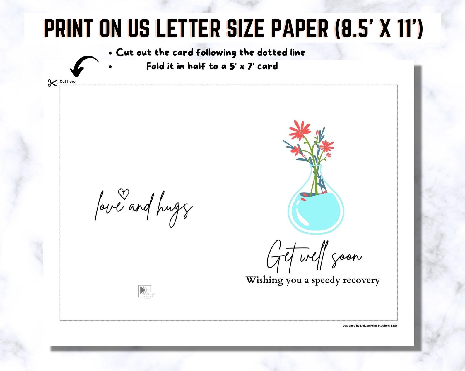 Get Well Card Printable Get Better Soon Gift Sick Friends Card Speedy ...