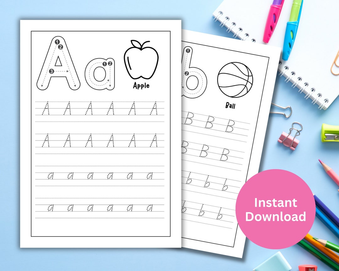 Bundle 26 Alphabet Tracing Worksheet Printable Homeschool Digital ...