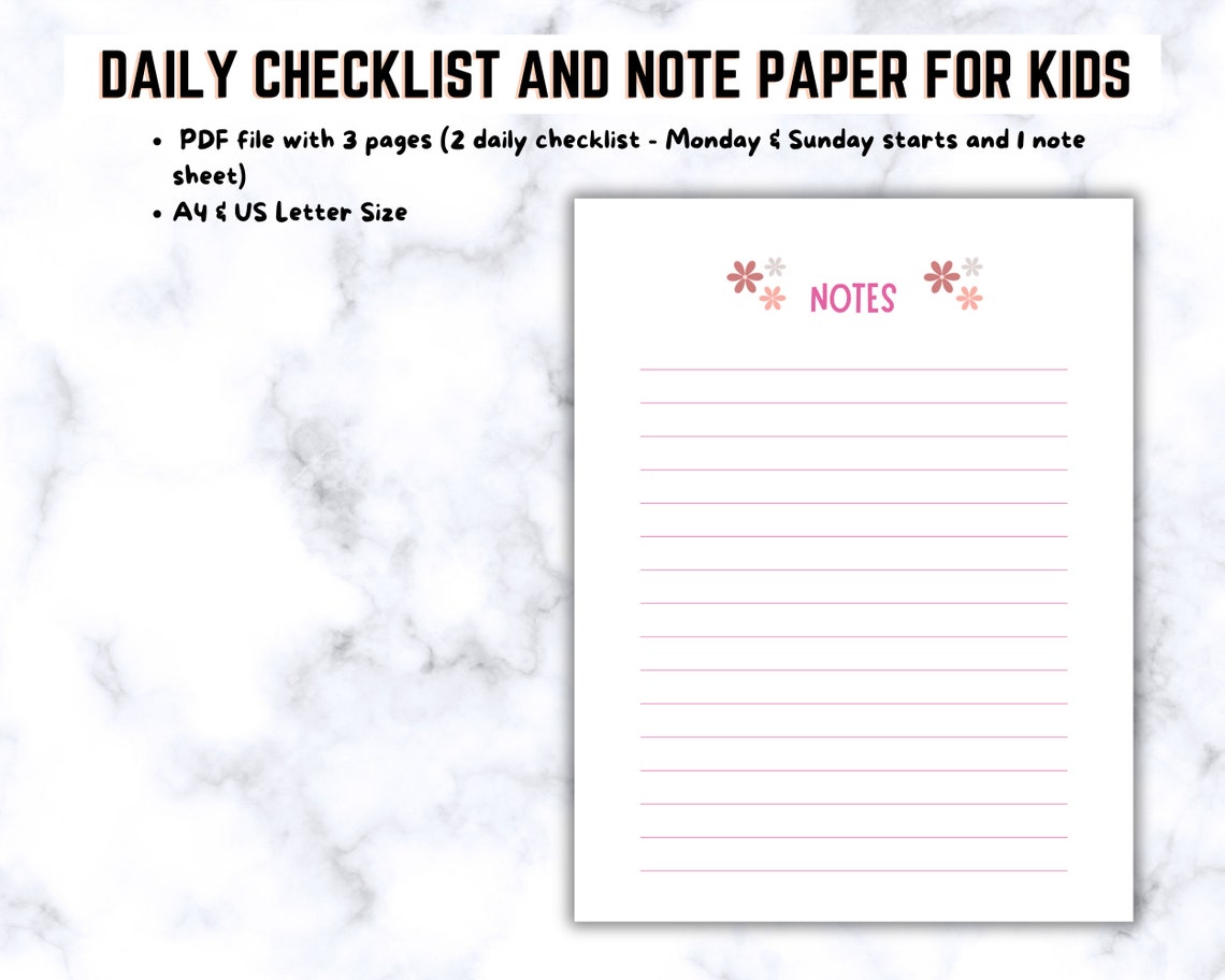 Kids Daily School Checklist Printable Kids Chore Charts - Etsy
