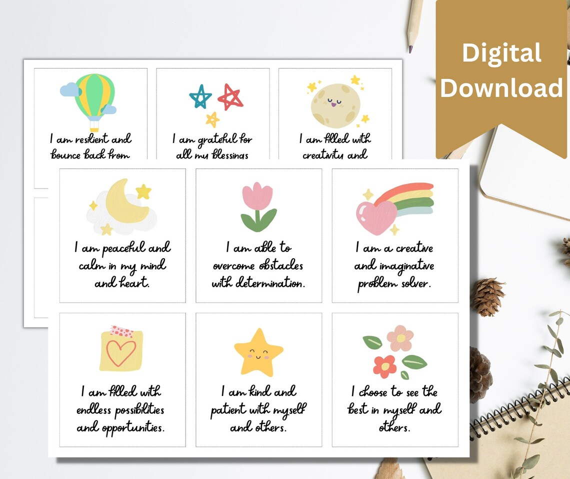 Positive Affirmation Cards Printables Self Love Card Decks Law of ...