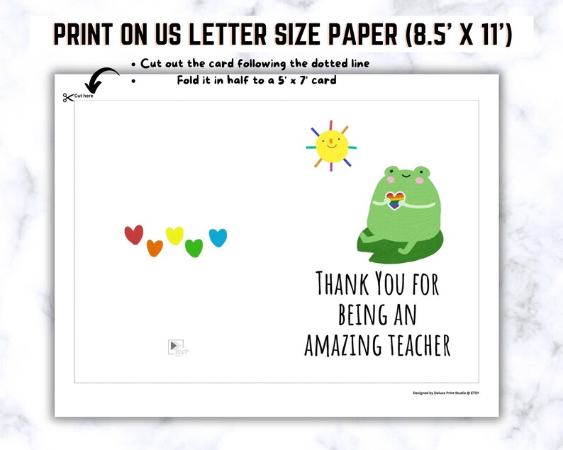 Teacher Appreciation Printable Card Teacher Thank You Gift Teacher's ...