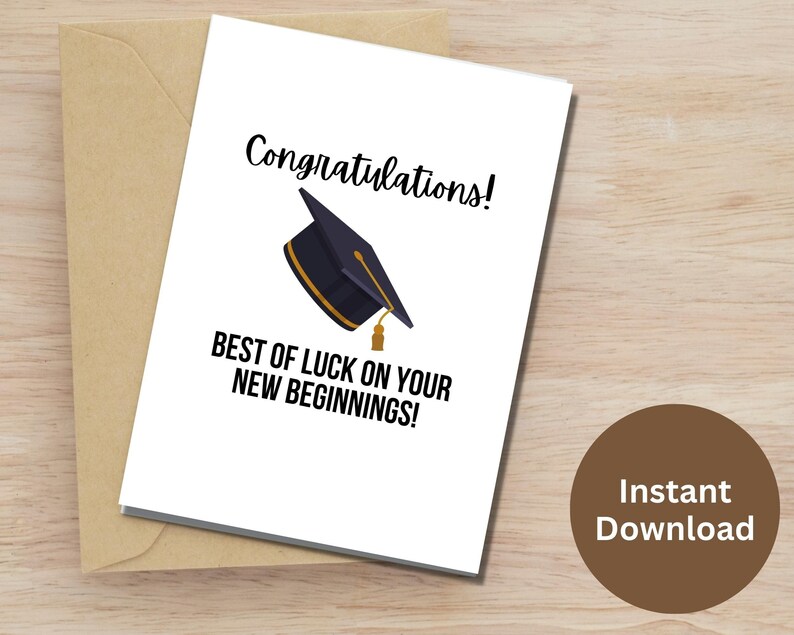 Congratulations Graduation Printable Card Graduation Gift Best of Luck ...