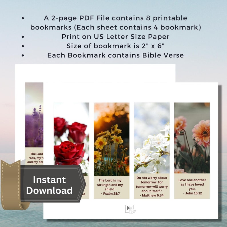 Bible Verse Floral Printable Bookmarks Set Book Lover Gift - Etsy