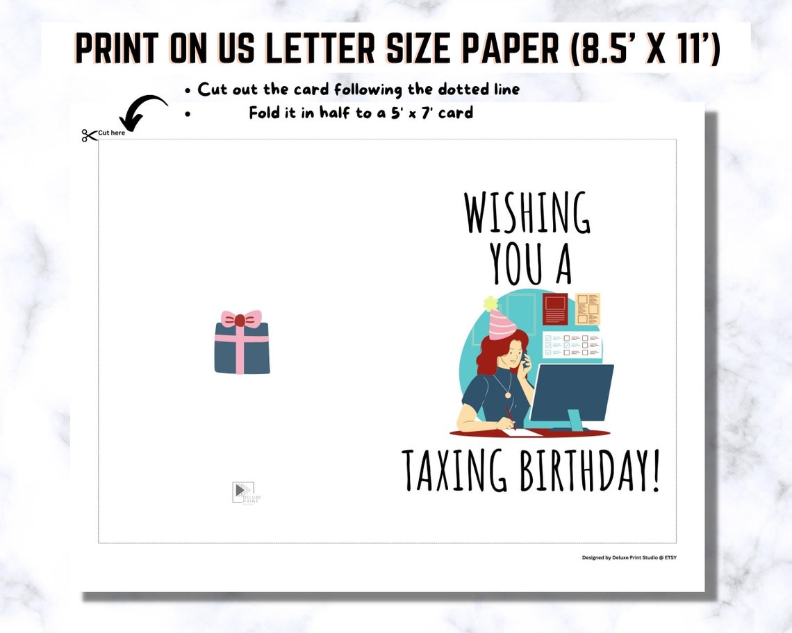 Accountant Birthday Card Printable Happy Birthday Gift Tax Accountant ...