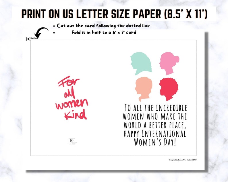 International Women's Day Printable Card Gender Equality Gift Girl ...