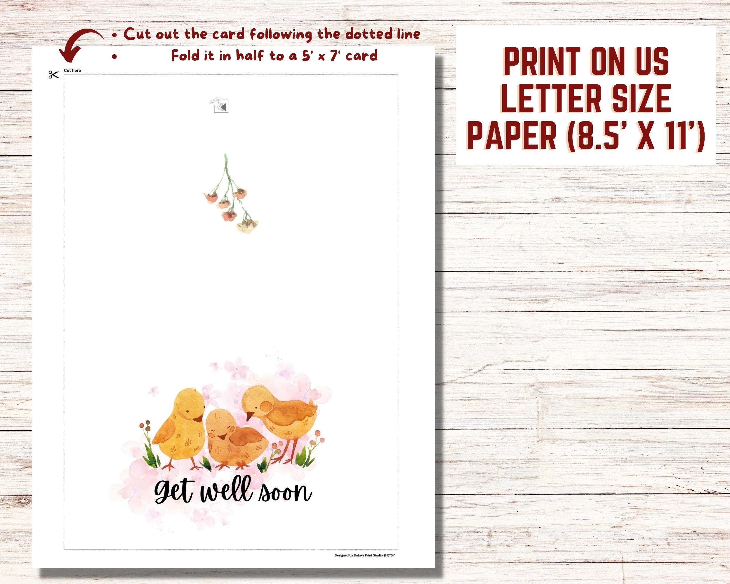 Get Well Soon Printable Card Get Well Card for Sick Friends or Family ...