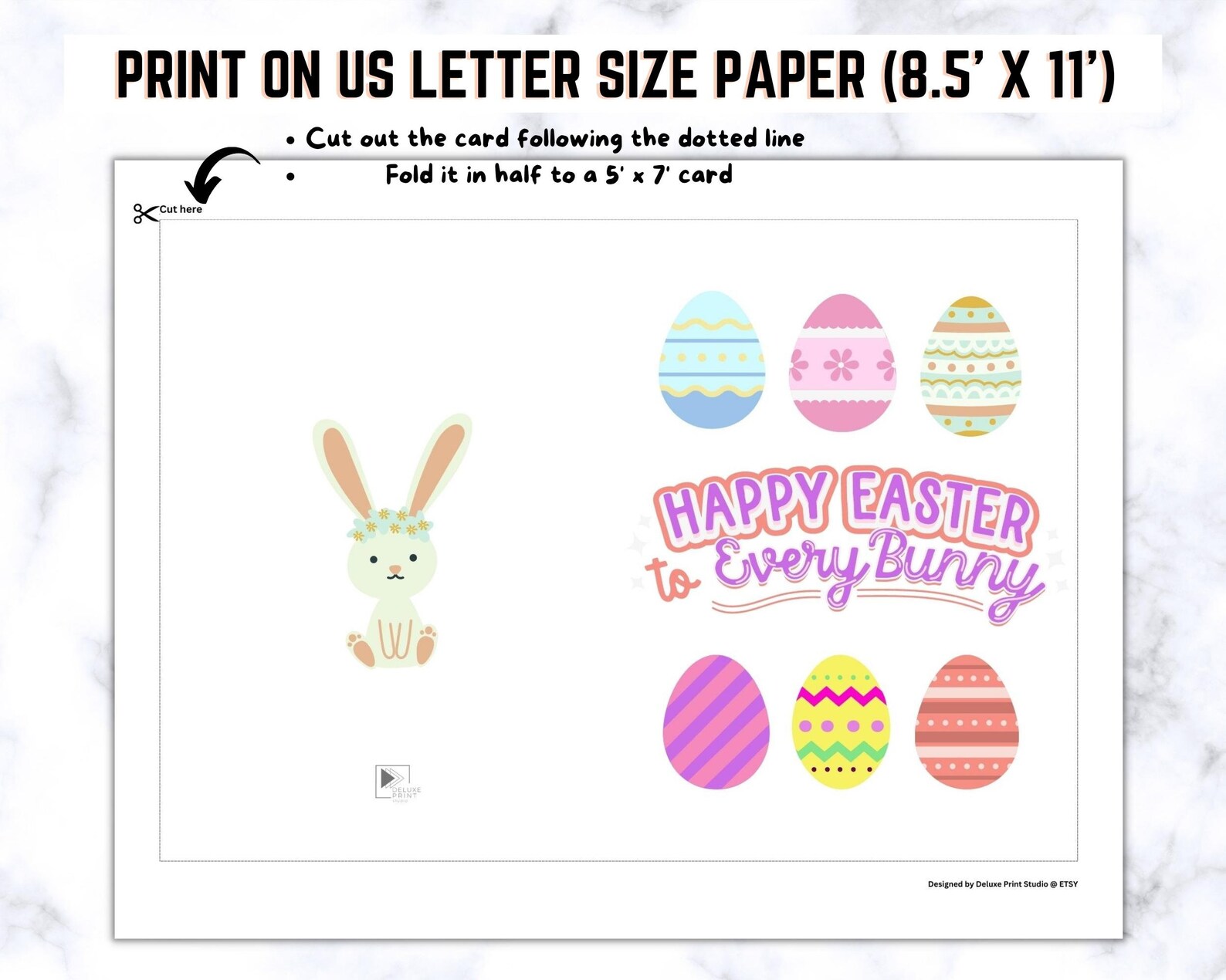 Easter Day Card Printable Happy Easter to Every Bunny Colorful Easter ...