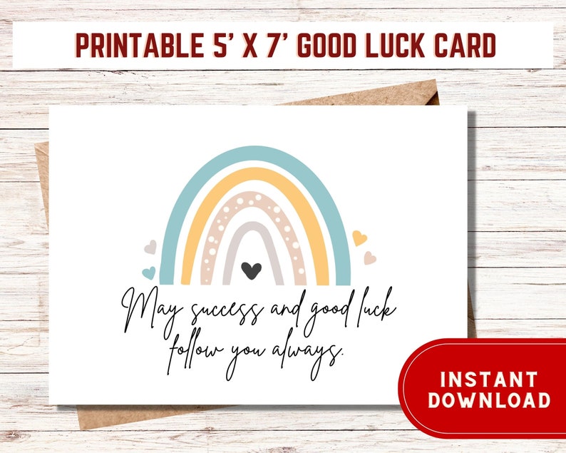 Good Luck Card Printable Good Luck Gift Encouragement Card New - Etsy