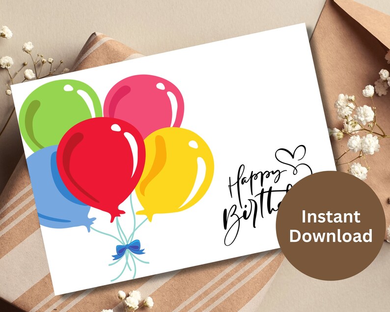 Happy Birthday Printable Card Birthday Gift for Friends Gift for Family ...