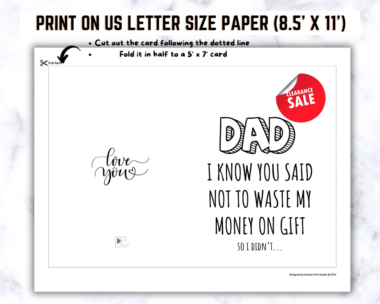 Printable Funny Dad Card Father's Day Gift Happy Father's Day Card Dad ...