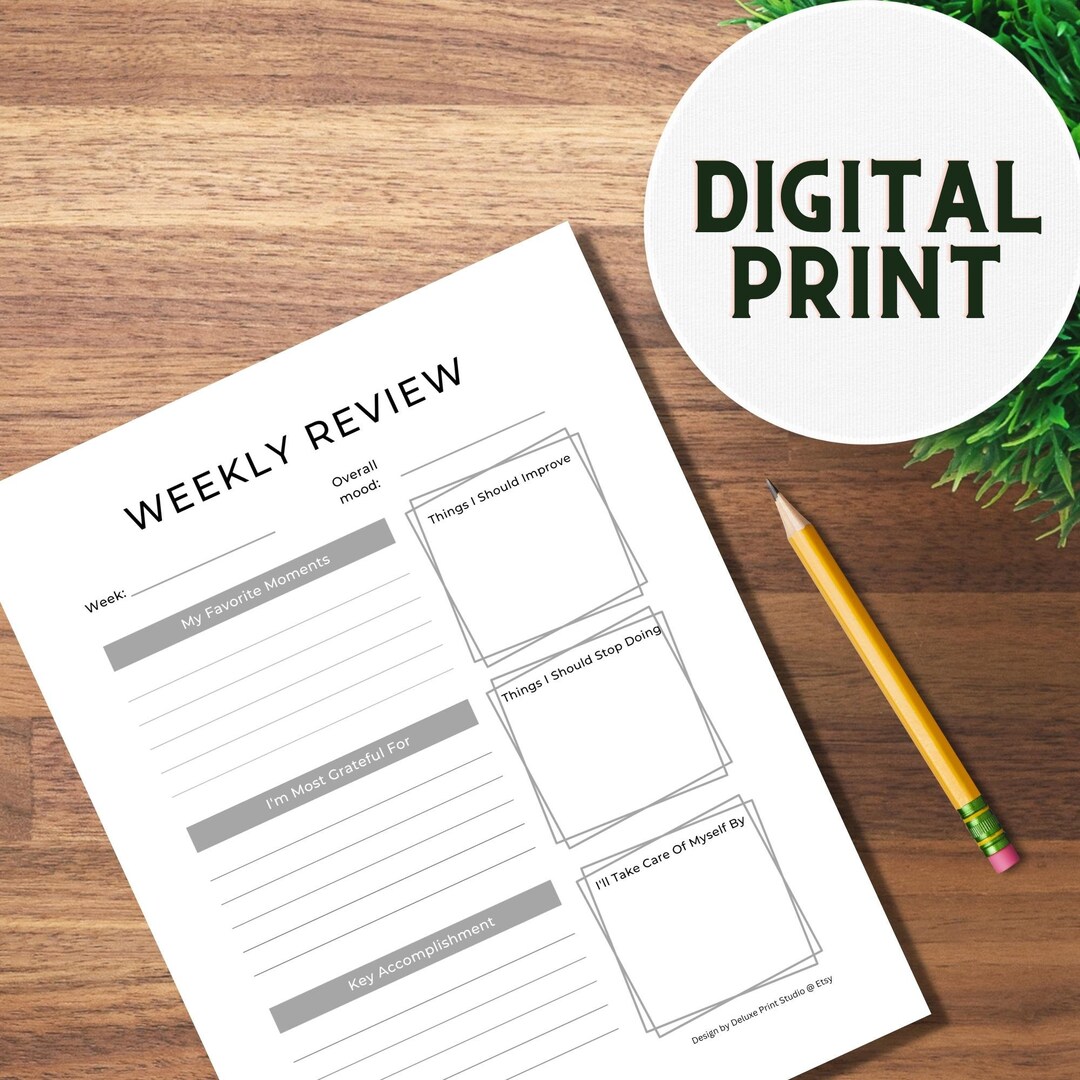 Weekly Review Printable A4 A5 US Letter Weekly Evaluation - Etsy