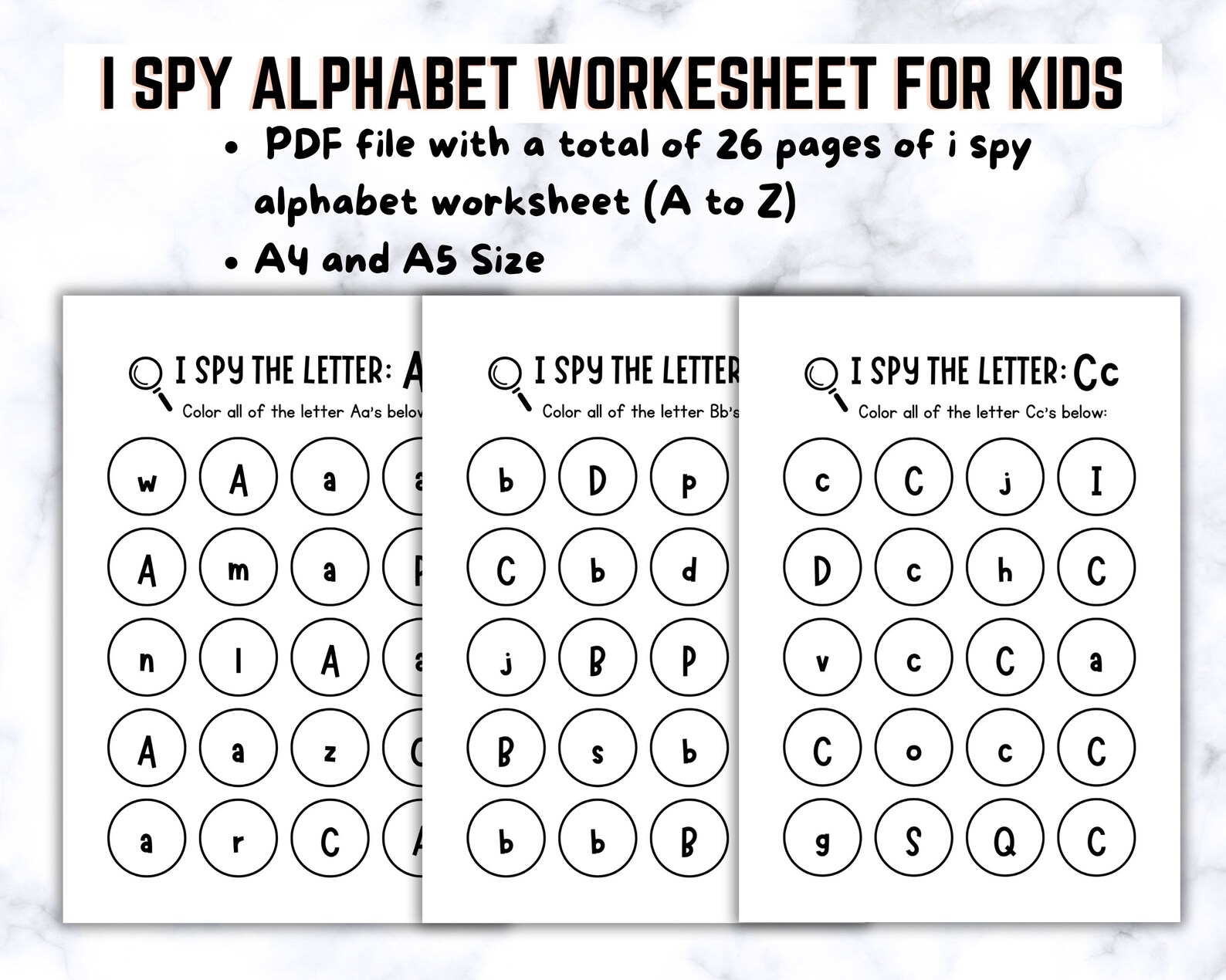 26 Pages I Spy Alphabet Worksheets Printablefor Kids Fun at Home ...