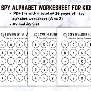 26 Pages I Spy Alphabet Worksheets Printablefor Kids Fun at Home ...
