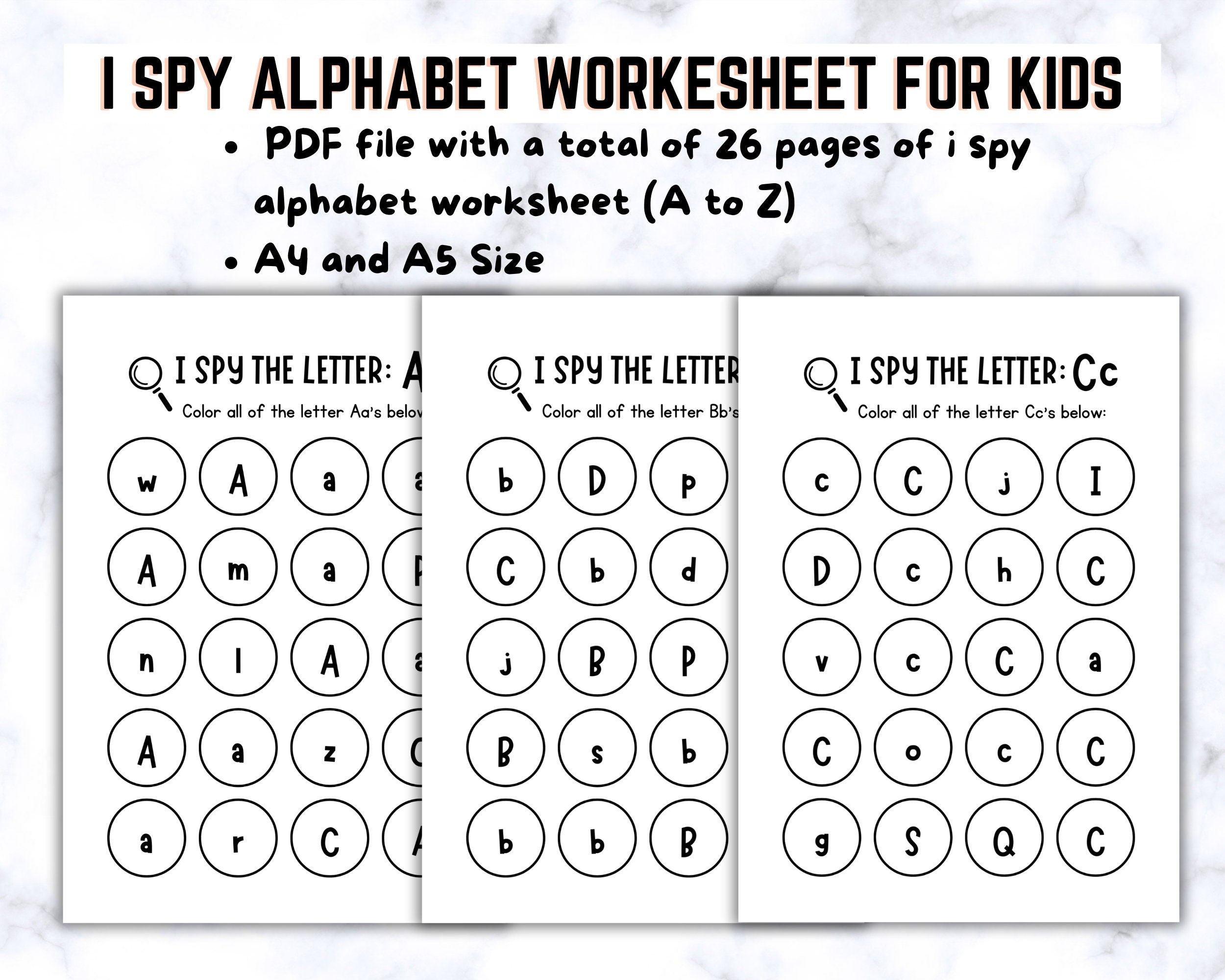 26 Pages I Spy Alphabet Worksheets Printablefor Kids Fun at Home ...
