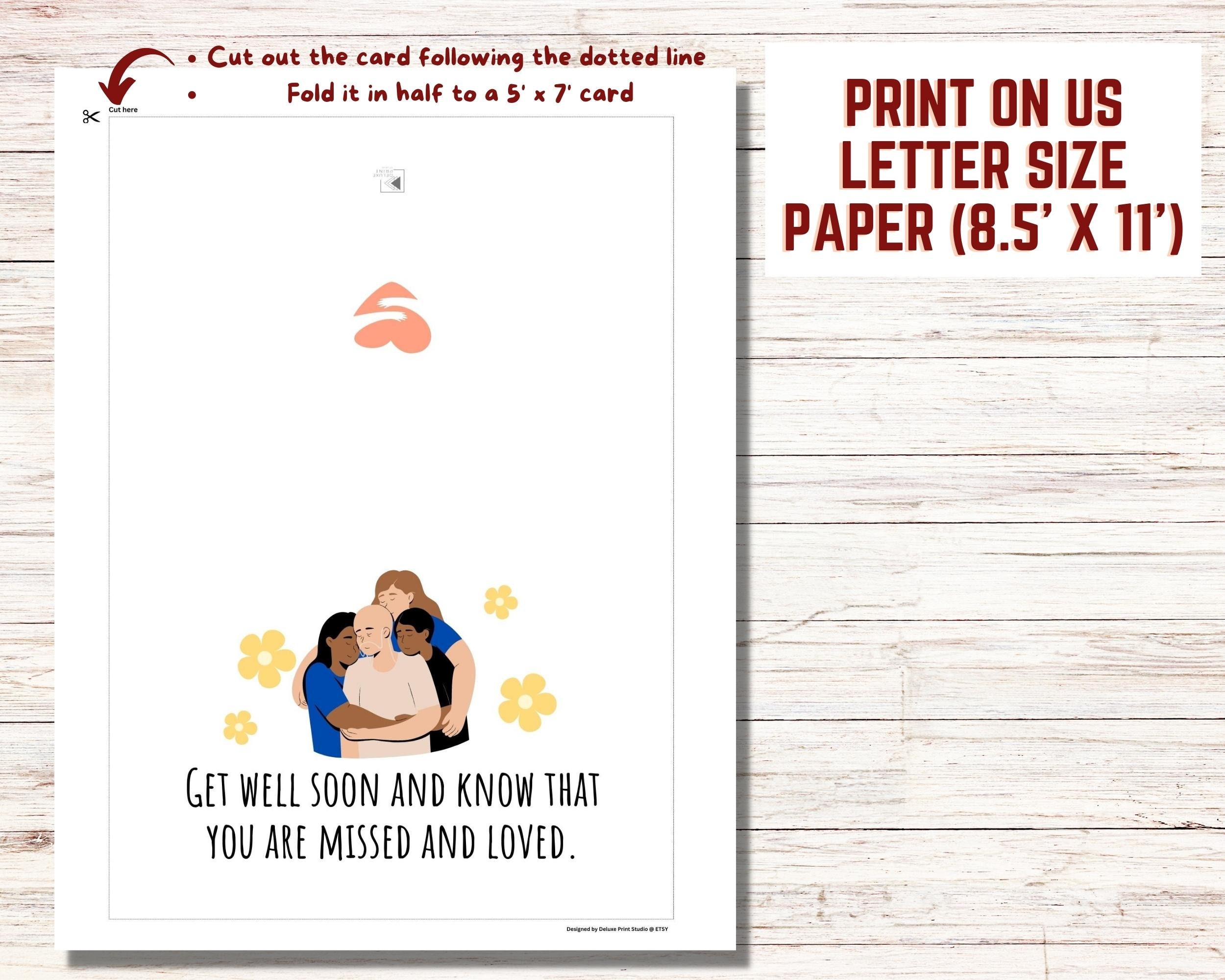 Get Well Card Printable Get Well Soon Gift Cancer Survivor Card ...