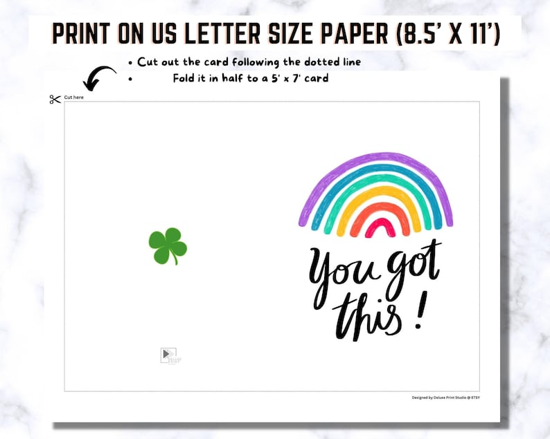 Good Luck Printable Card Encouragement Card You Got This Card Rainbow ...
