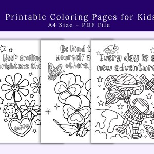 6 Pages Printable Positive Coloring Pages for Kids, Positive Daily ...