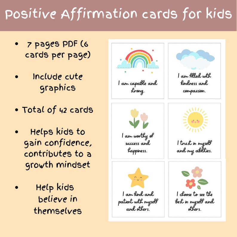 Positive Affirmation Cards Printables Self Love Card Decks Law of ...