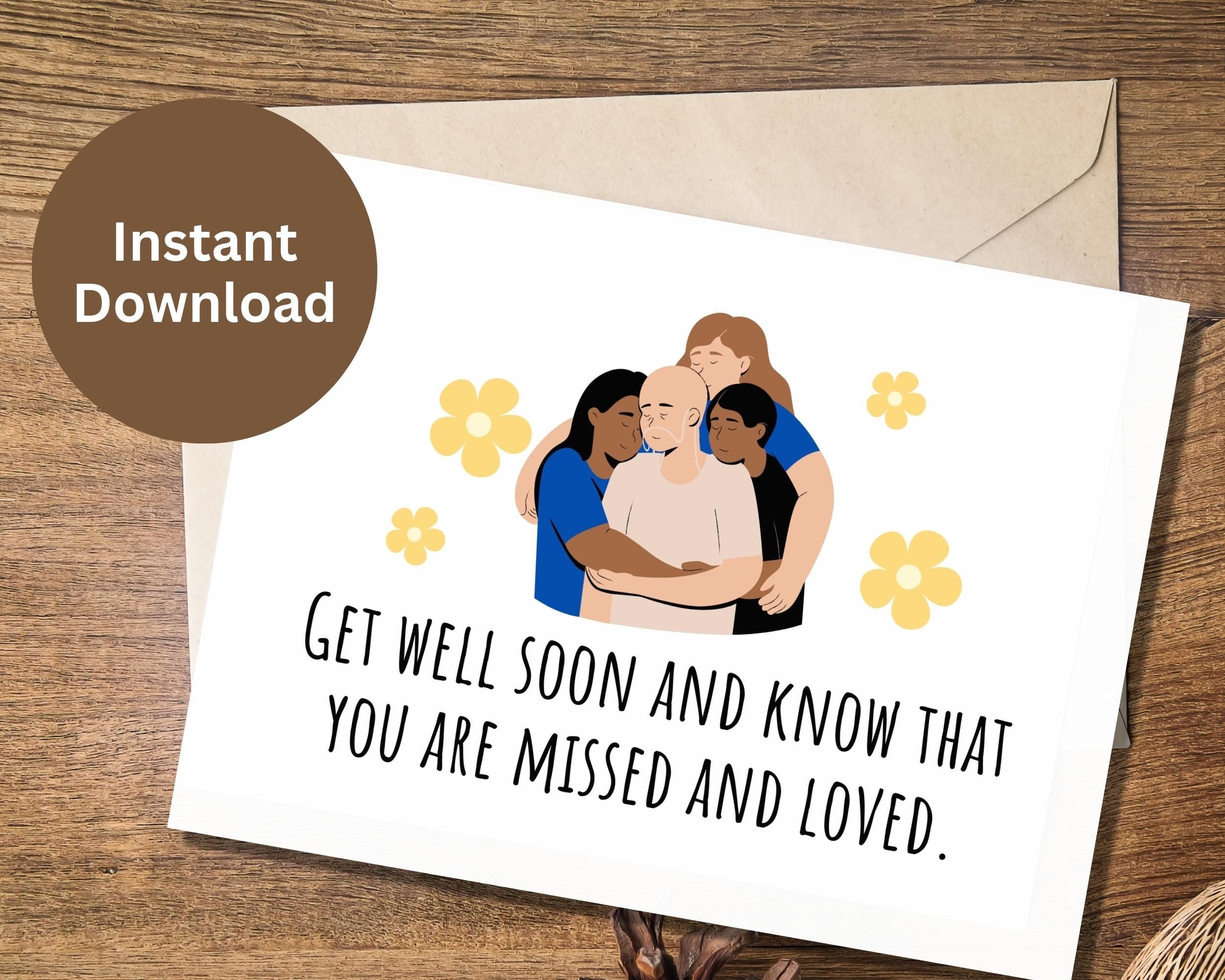 Get Well Card Printable Get Well Soon Gift Cancer Survivor Card ...