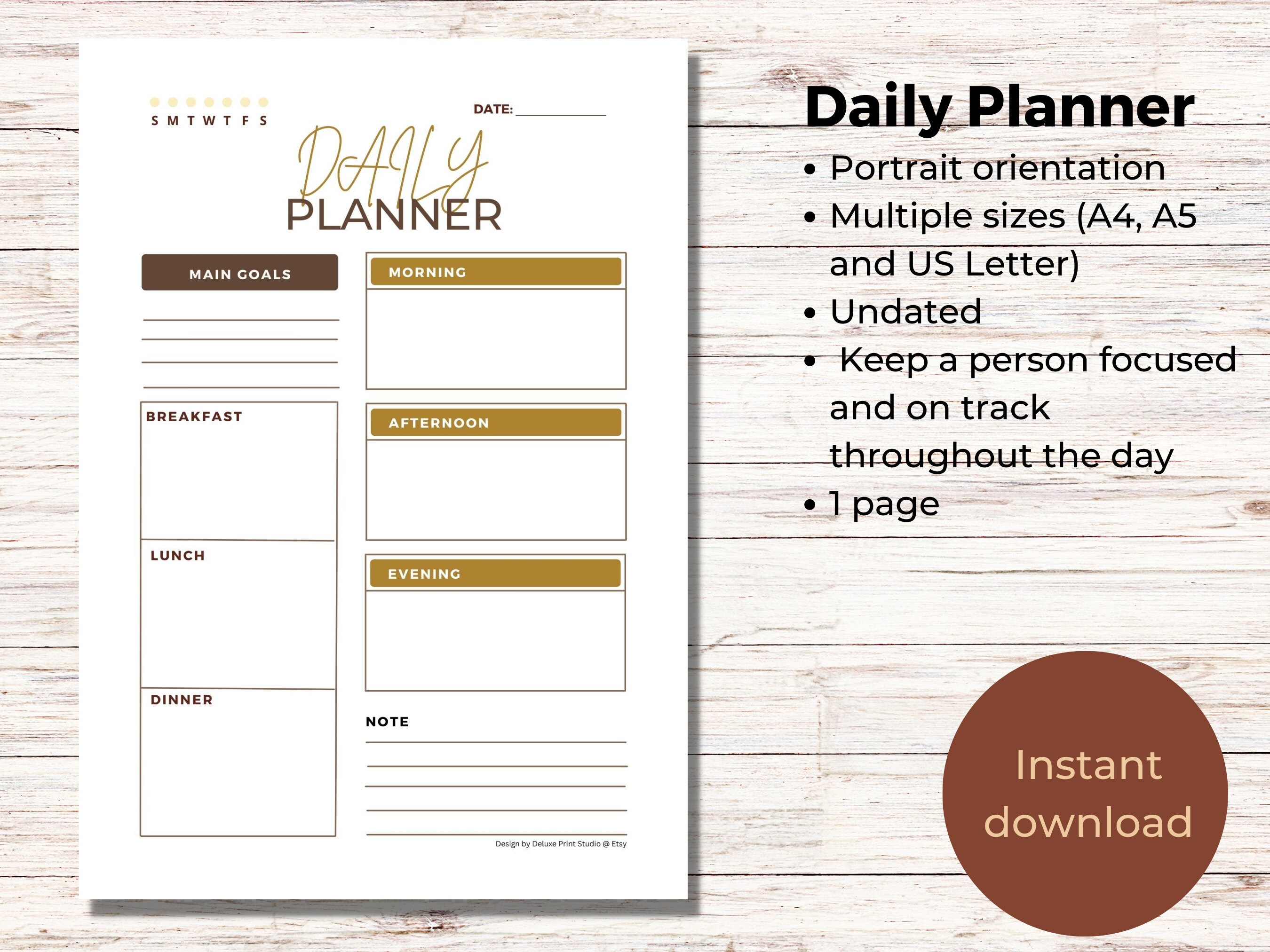 Planner Printable Daily Weekly Monthly Planner to Do List Notes Self ...