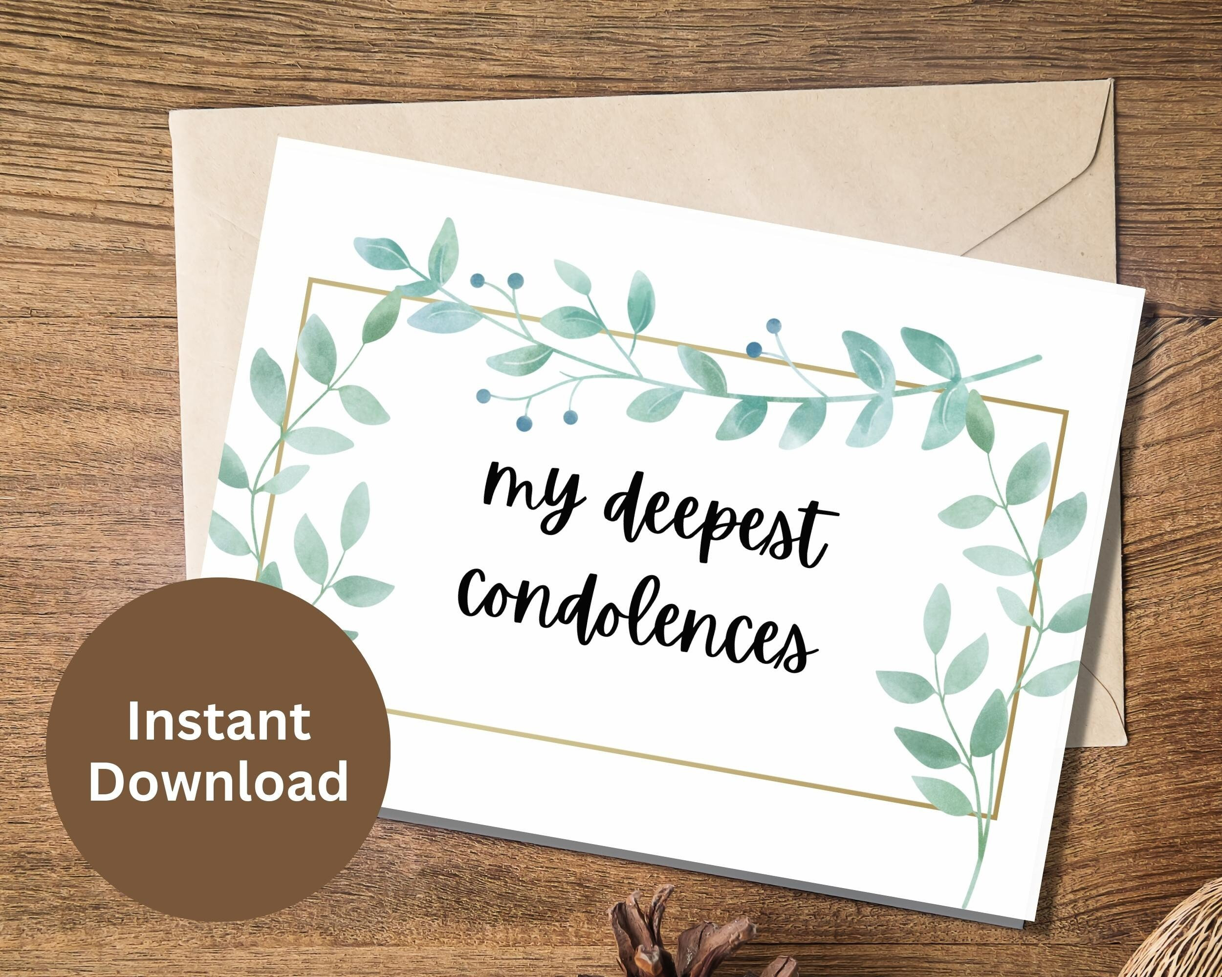 Condolences Card Printable Deepest Sympathy Printable Sympathy Card ...