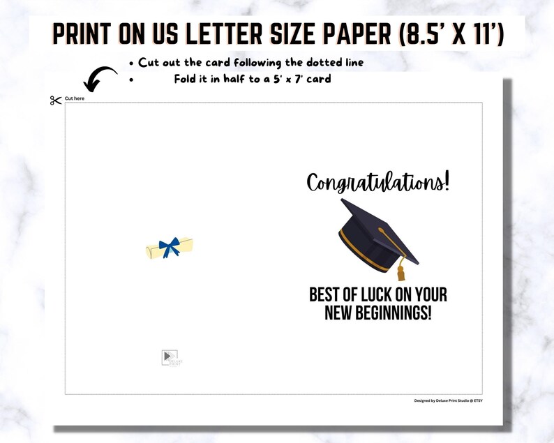 Congratulations Graduation Printable Card Graduation Gift Best of Luck ...