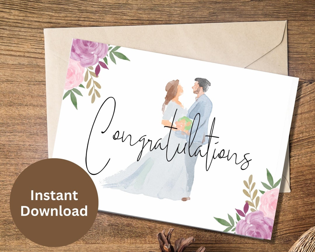 Wedding Card Printable Engagement Card Newly Weds Gift Couple Gift ...