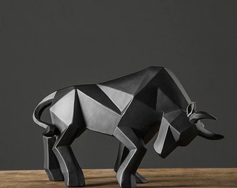 Geometric Bull Statue - Etsy