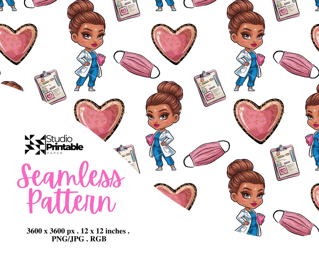 Nurse Seamless Pattern Vol 1, Nurse Themed Seamless Pattern, Nurse ...