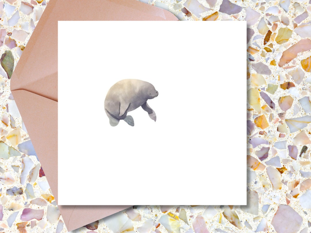 Manatee Printable Blank Greeting Card Instant Digital Download, Sweet ...