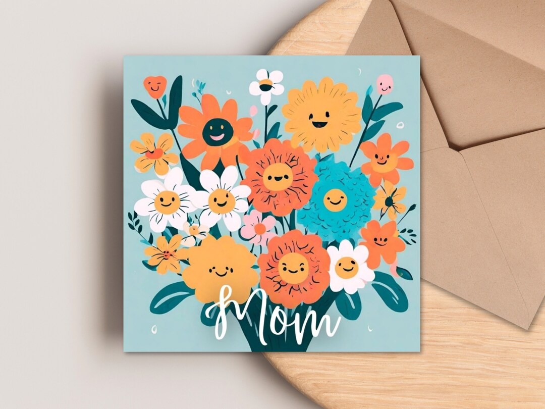 Happy Mothers Day Printable Card Mom Ai Digital Sweet Illustrated