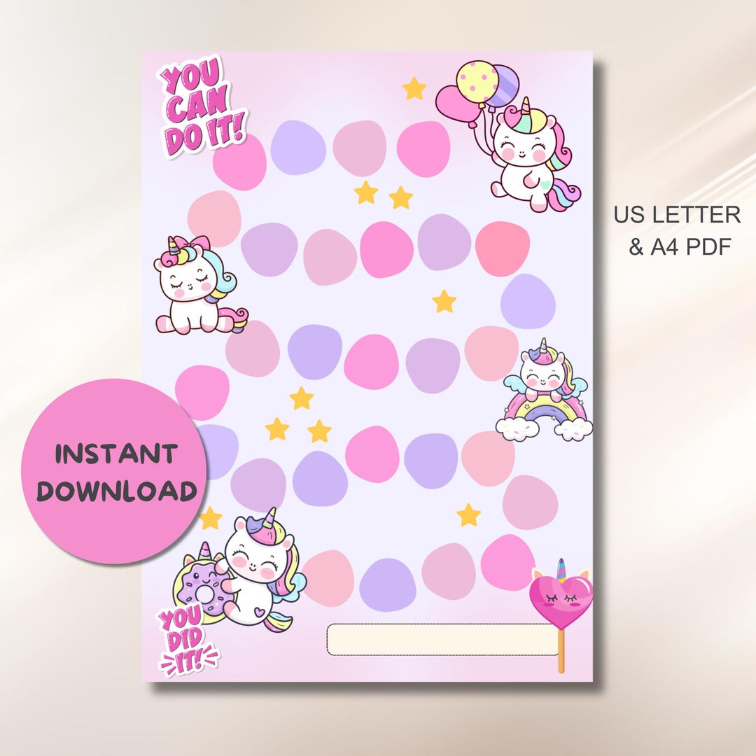 Reward Chart Unicorn Kids Behavior Reward Chart Girls Reward Chart ...