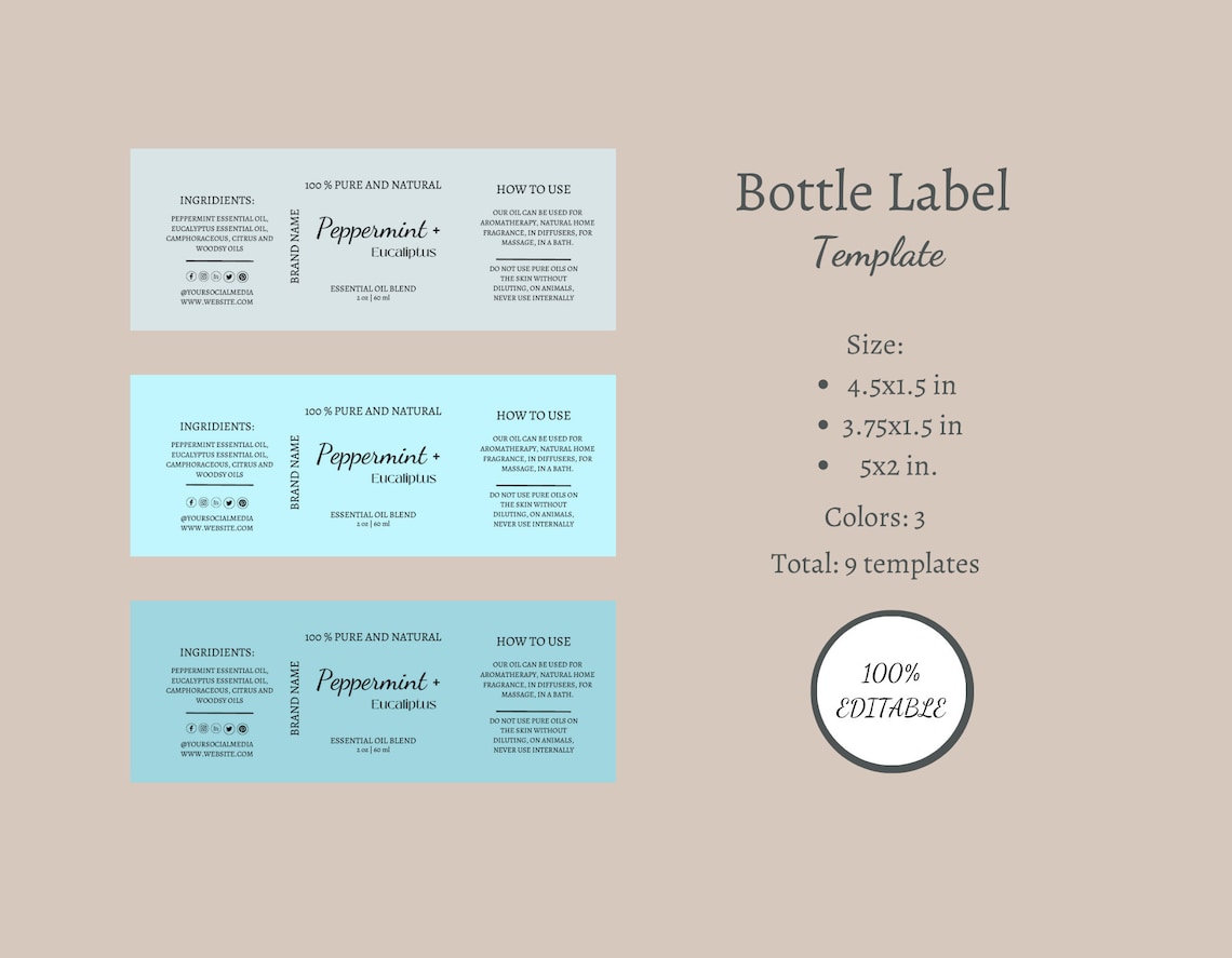 Editable Product Label Canva, Custom Label Template, Modern Dropper ...