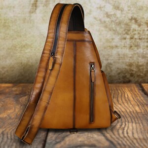 Genuine Leather Sling Bag Vintage Handmade Crossbody Casual Daypack ...