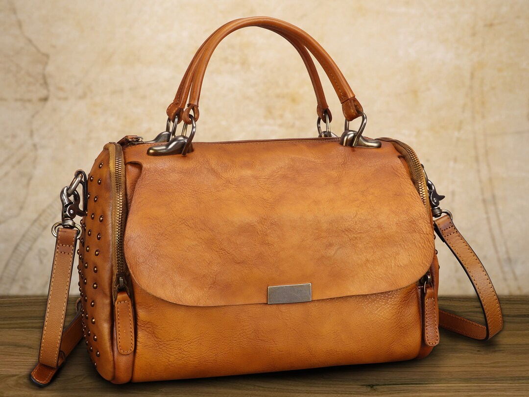 Genuine Leather Satchel Bags for Women Crossbody Handmade Retro Top ...