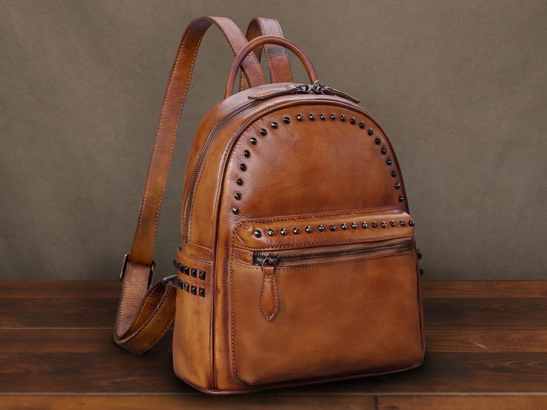 Genuine Leather Backpack Purse Vintage Casual Daypack Retro College Bag ...