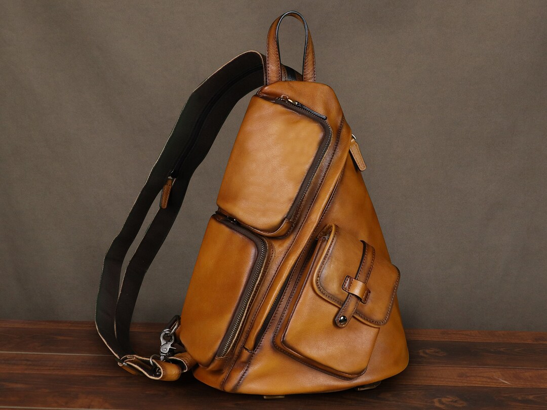 Genuine Leather Sling Bag Vintage Handmade Crossbody Casual - Etsy
