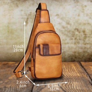 Genuine Leather Sling Bag Retro Crossbody Sling Backpack Handmade ...
