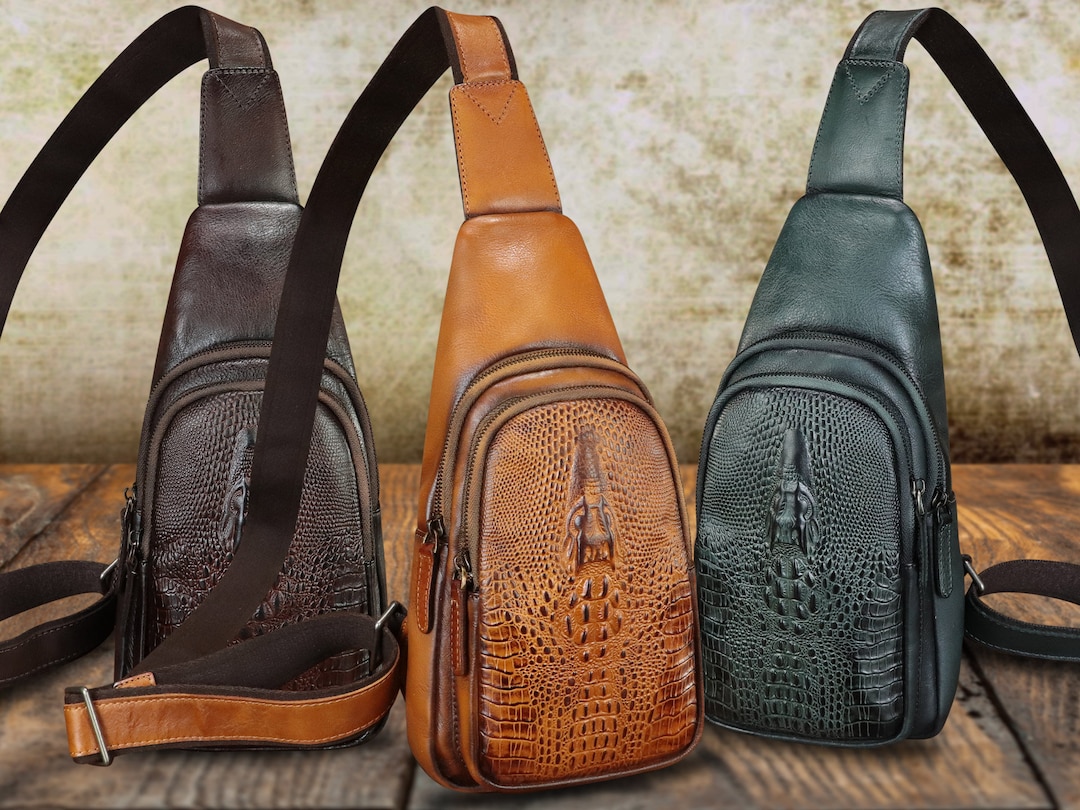 Genuine Leather Sling Bag Retro Crossbody Sling Backpack Handmade ...