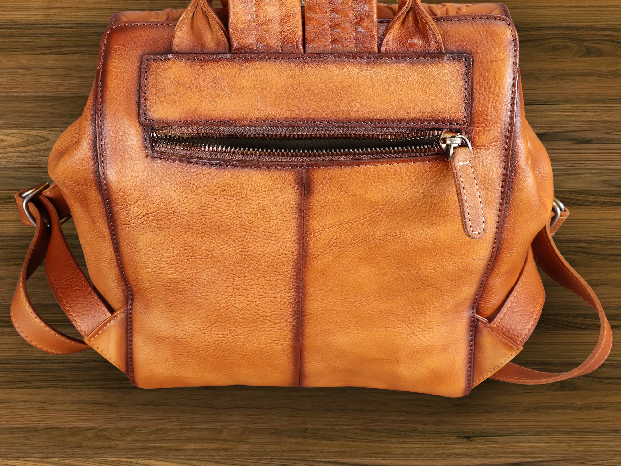 Genuine Leather Backpack Purse Vintage Embossed Casual Daypack - Etsy