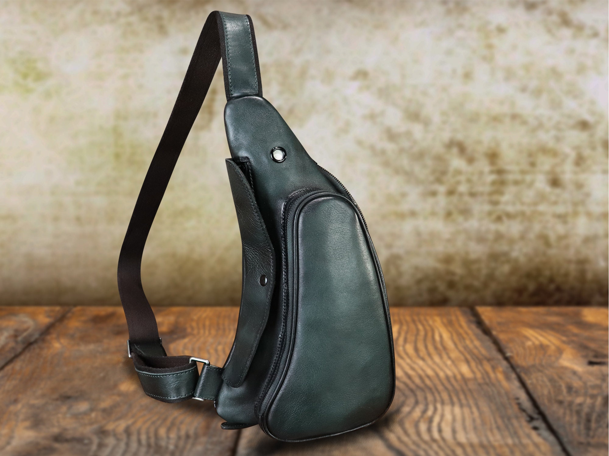 Genuine Leather Sling Bag Vintage Handmade Crossbody Casual Daypack ...