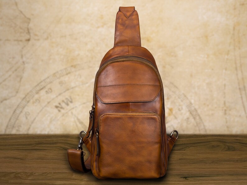 Genuine Leather Sling Bag Vintage Handmade Crossbody Casual Daypack ...
