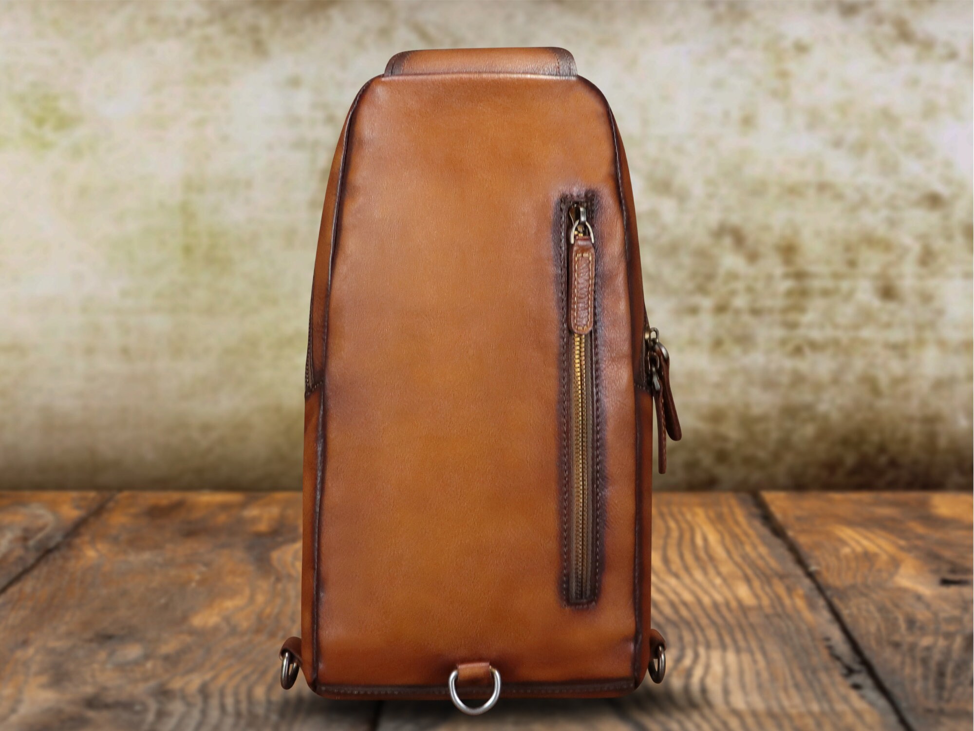 Genuine Leather Sling Bag Retro Style Handmade Crossbody Daypack Hiking ...