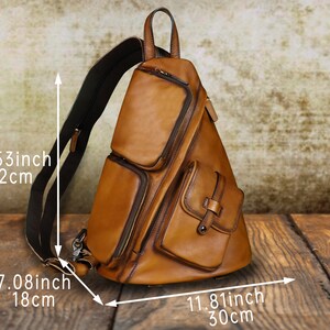 Genuine Leather Sling Bag Vintage Handmade Crossbody Casual Daypack ...
