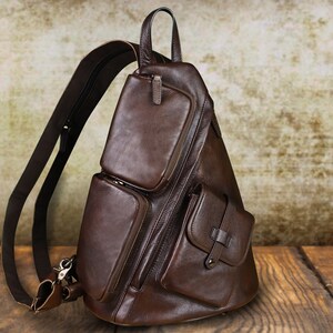 Genuine Leather Sling Bag Vintage Handmade Crossbody Casual Daypack ...