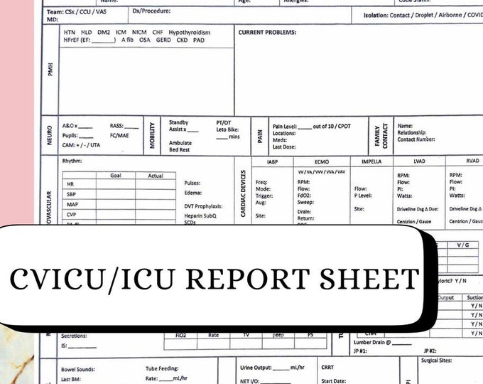 ICU Report Sheet - Etsy UK