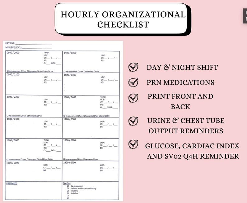 ICU Nurse Report Sheet for CVICU, Graduate Nurse, Device Report Sheet ...