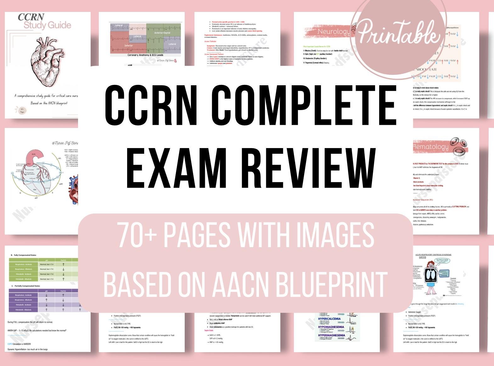 CCRN Exam Review, Exam Study Guide, Cram Sheet, Printable Review ...